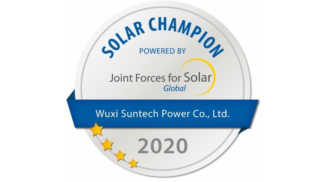 Suntech Awarded “Solar Champion” Seal by Joint Forces for Solar – PVTIME